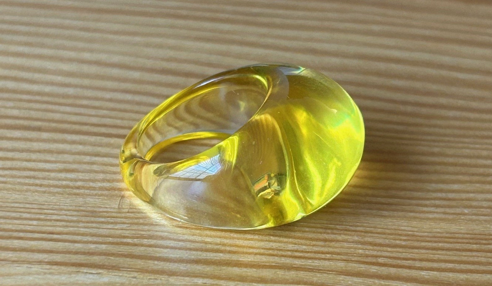 Clear Yellow Ring,clear Acrylic Ring,80's Acrylic Ring,birthday Gift ...