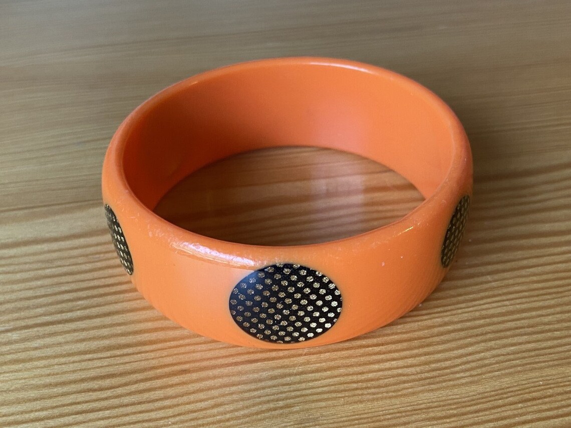 Orange Dot Bangle Chunky Orange Bangle Polka Dot Bangle Mod - Etsy