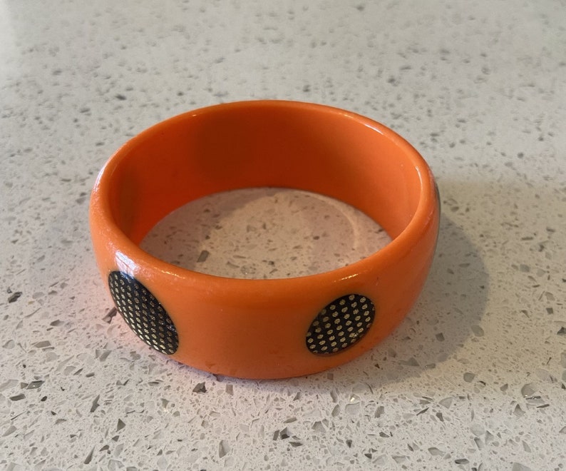 Orange Dot Bangle Chunky Orange Bangle Polka Dot Bangle Mod - Etsy