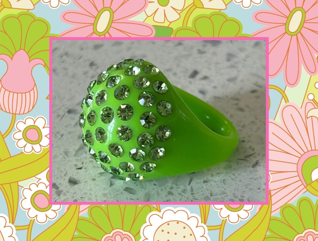 Neon Green Ring,green Bubble Ring,colorful Lucite Ring,mod Lucite Ring ...