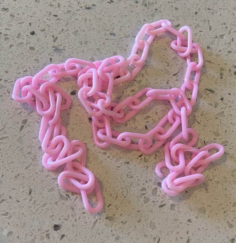 Kids Pink Necklace Bell Charm Chain Pink Plastic Chain - Etsy