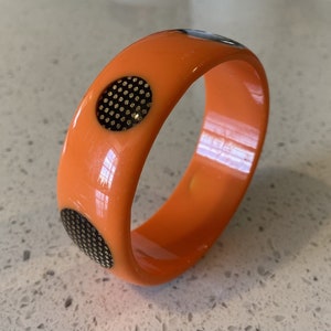 Orange Dot Bangle, Chunky Orange Bangle, Polka Dot Bangle, Mod Summer ...