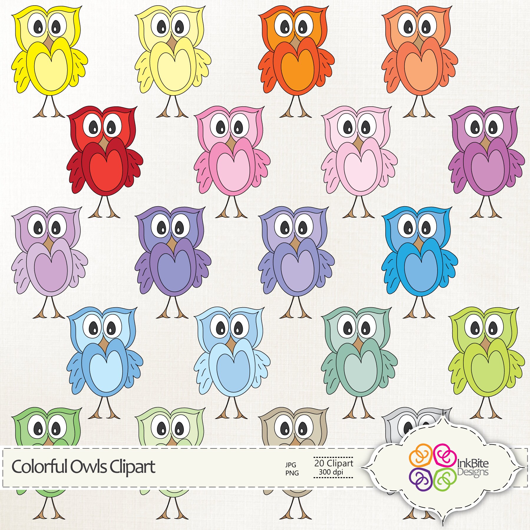 Owl Clip art clipart Colorful Owls Rainbow Owls Cute Owls | Etsy