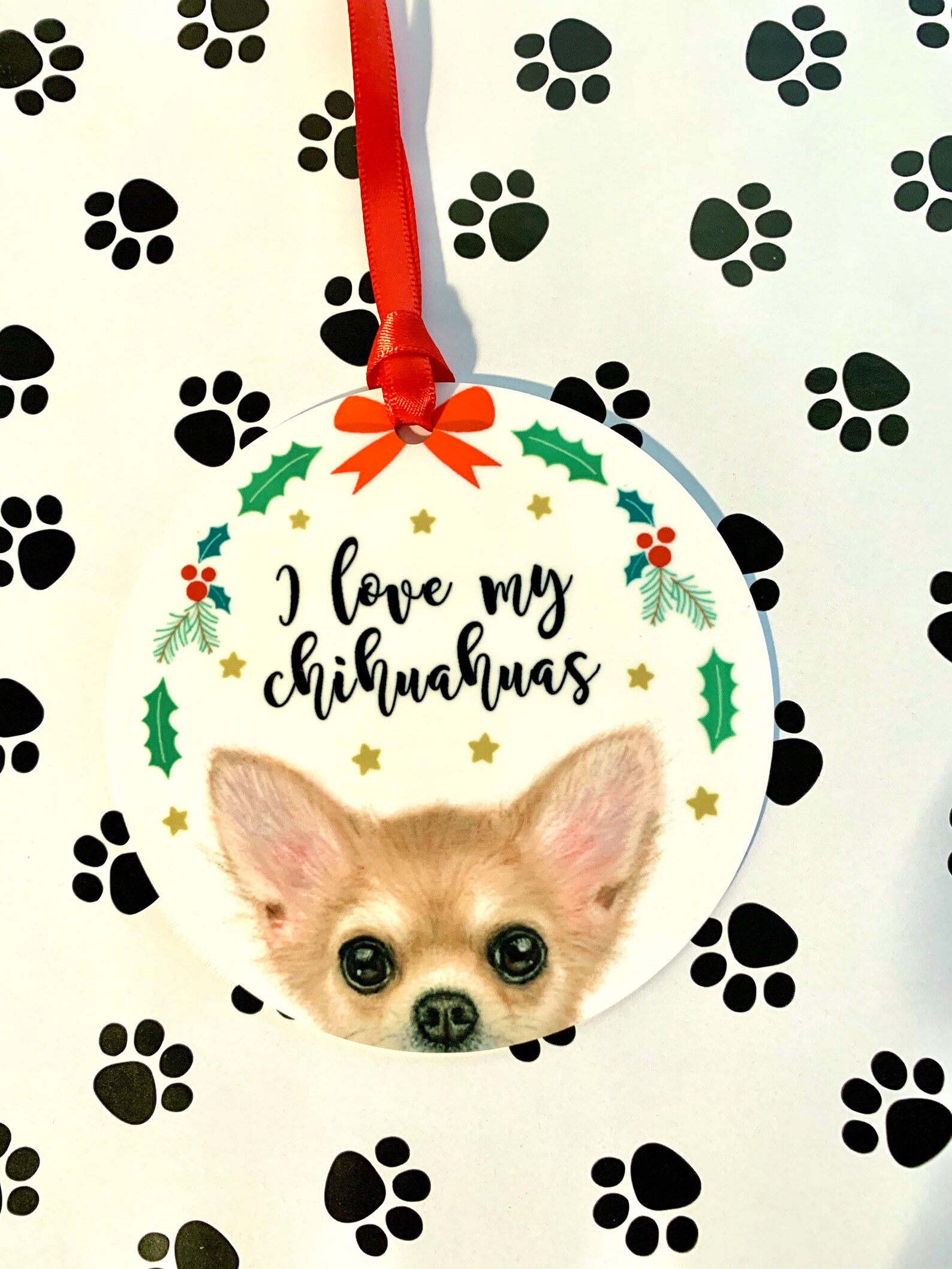 Chihuahua Ornament Chihuahua Gift Includes Custom Text | Etsy