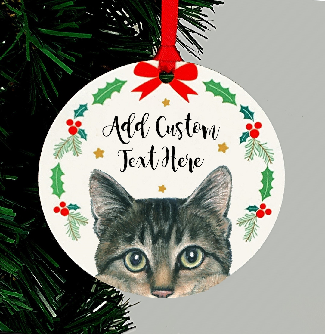Tabby Cat Christmas Ornament, Personalized Holiday Keepsake Gift - Etsy