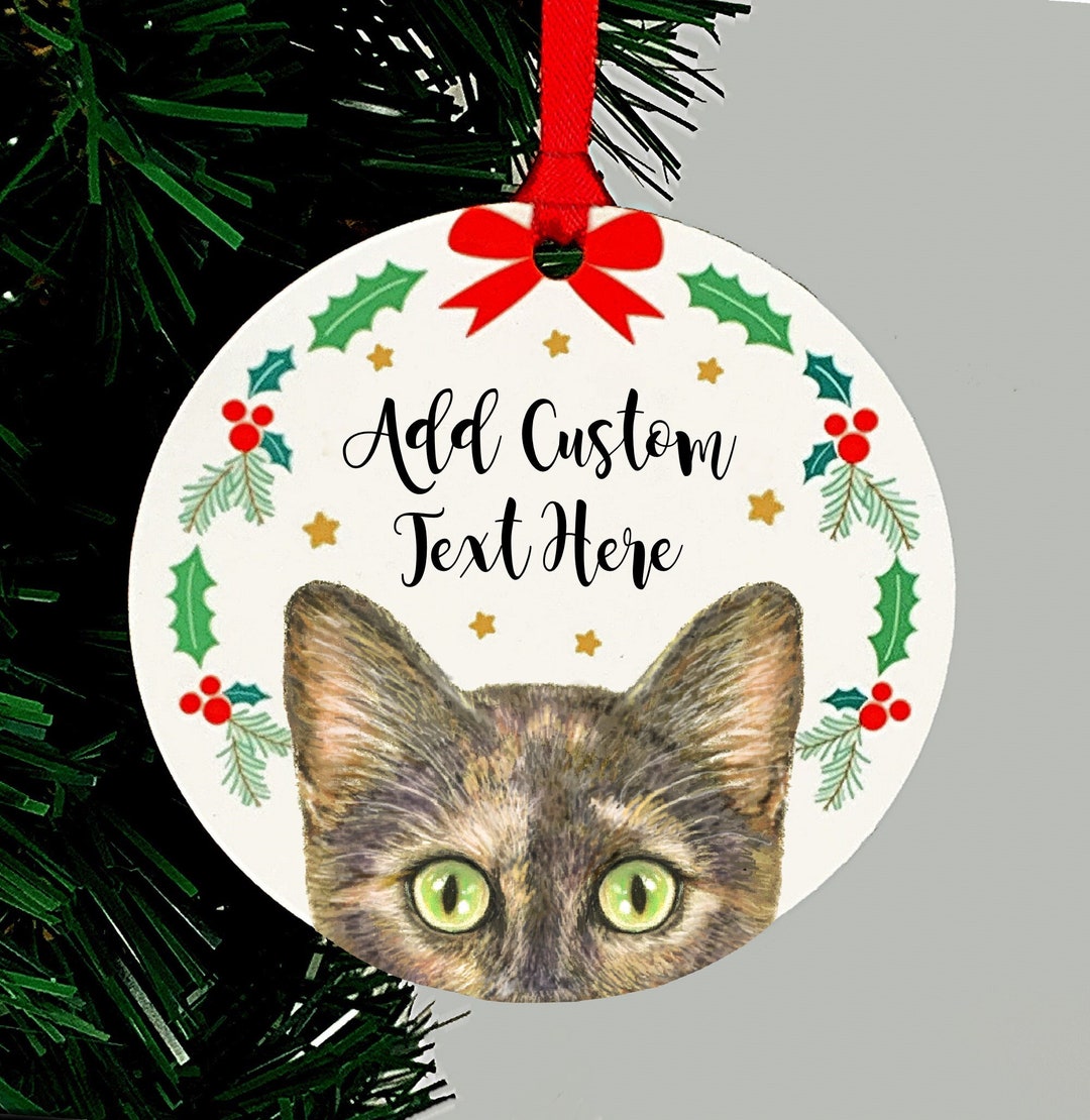 Dilute Tortoiseshell Cat Ornament, Personalized Tortie Gift, Holiday ...