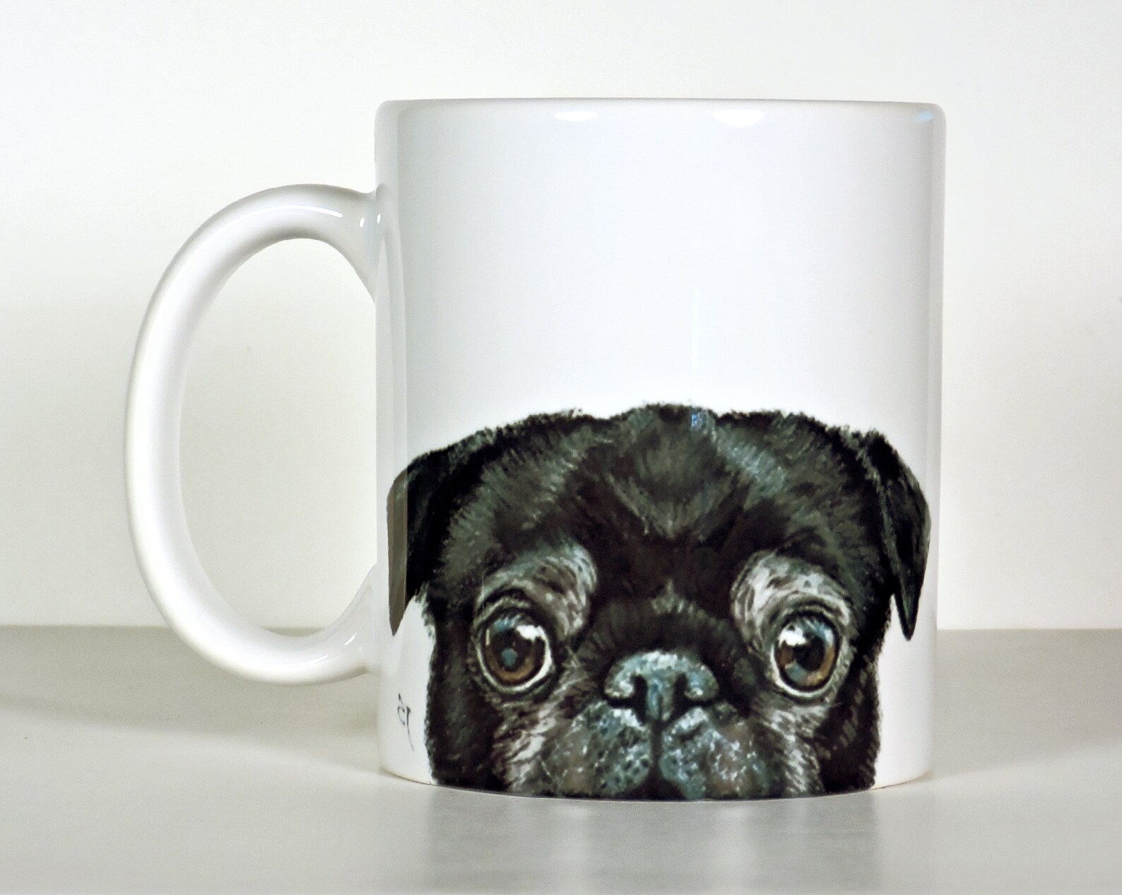 Personalized Black Pug Mug: Custom Text Stoneware Coffee Mug - Etsy