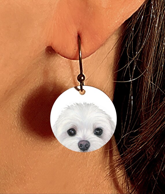 Maltese Puppy Dog Earrings Etsy