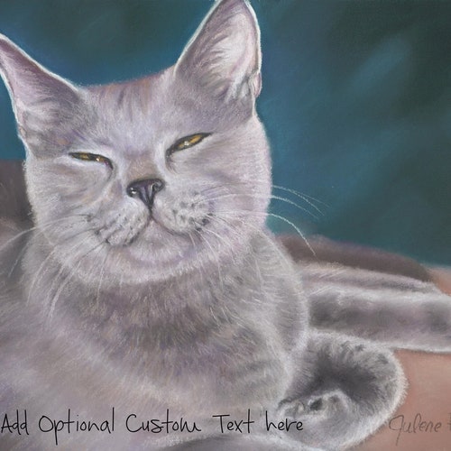 Russian Blue Cat Art Russian Blue Personalized Gray Cat Gift - Etsy