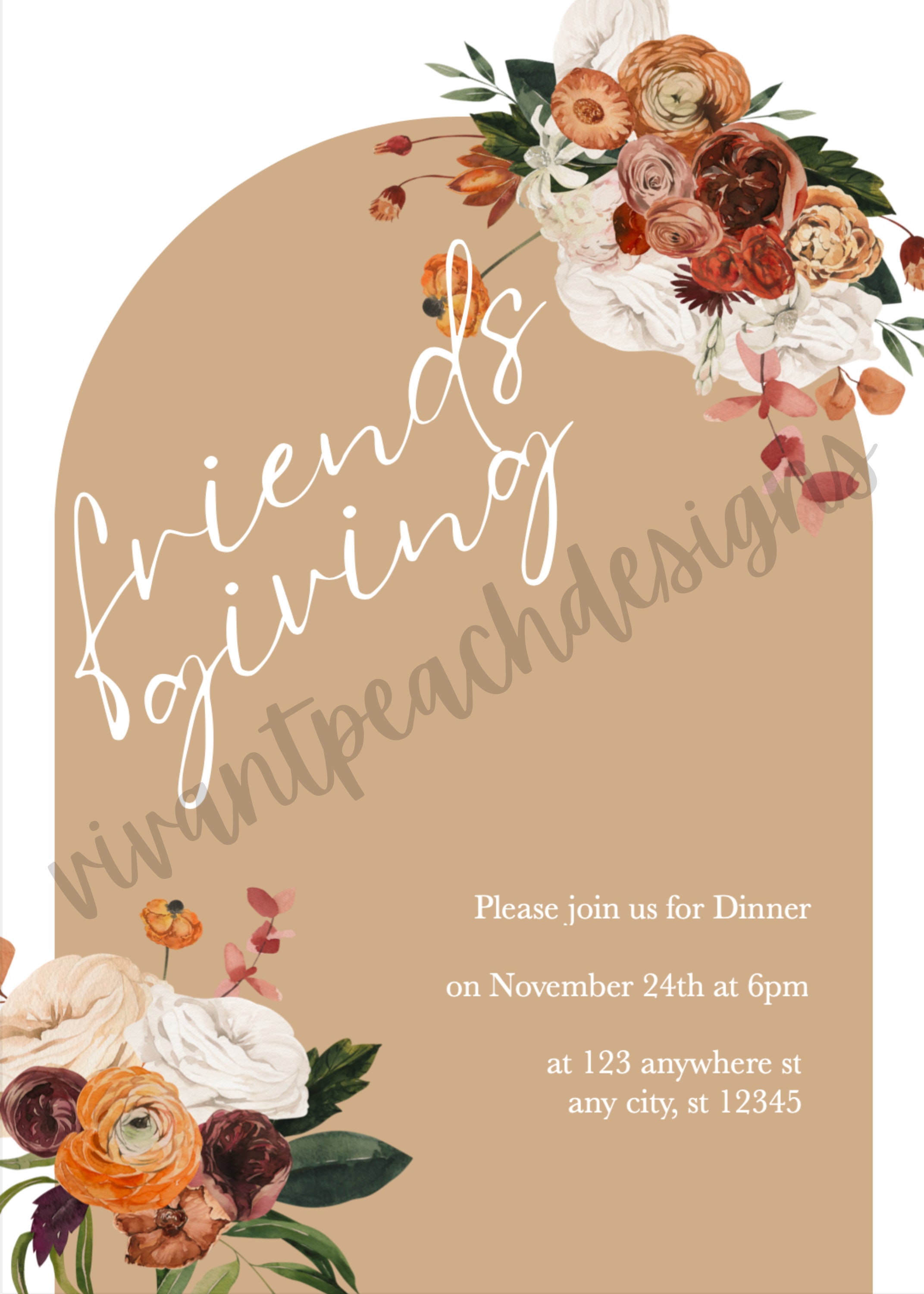 Editable Friendsgiving Dinner Invitation, Thanksgiving Potluck Dinner ...