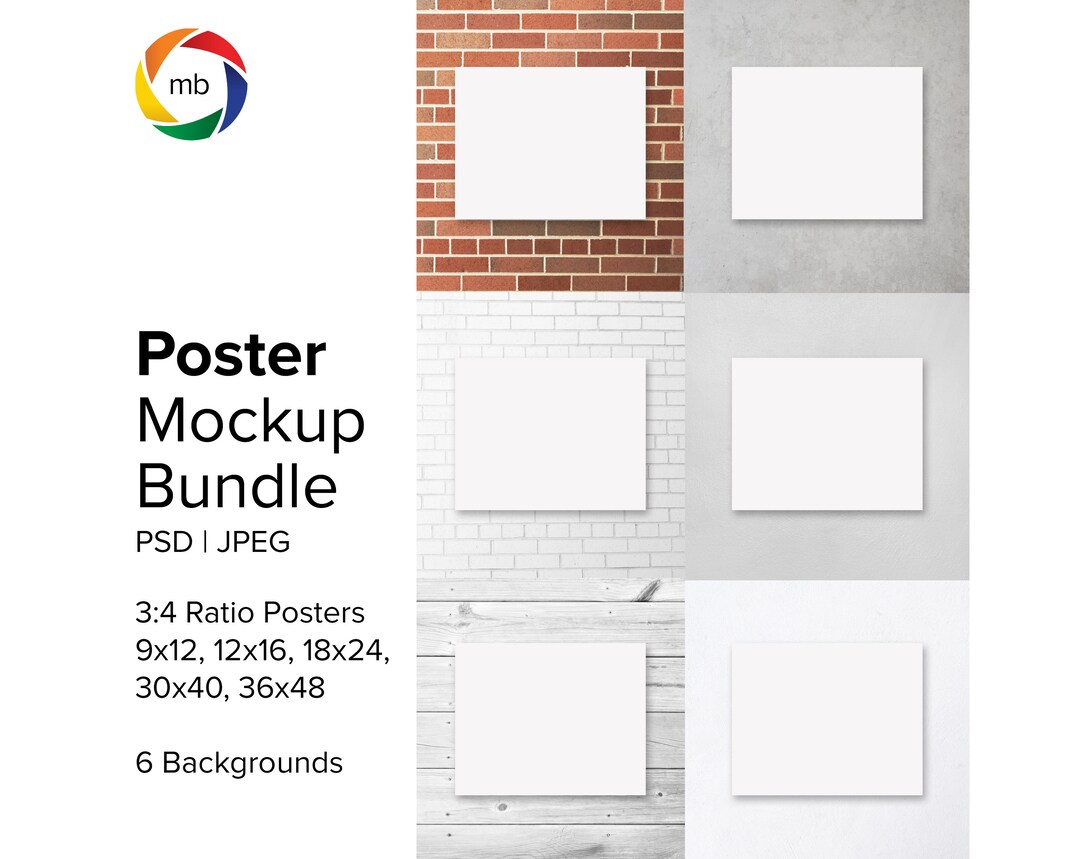 3:4 Ratio Poster Mockup Bundle - Art Print Mockup for 9x12, 12x16 ...