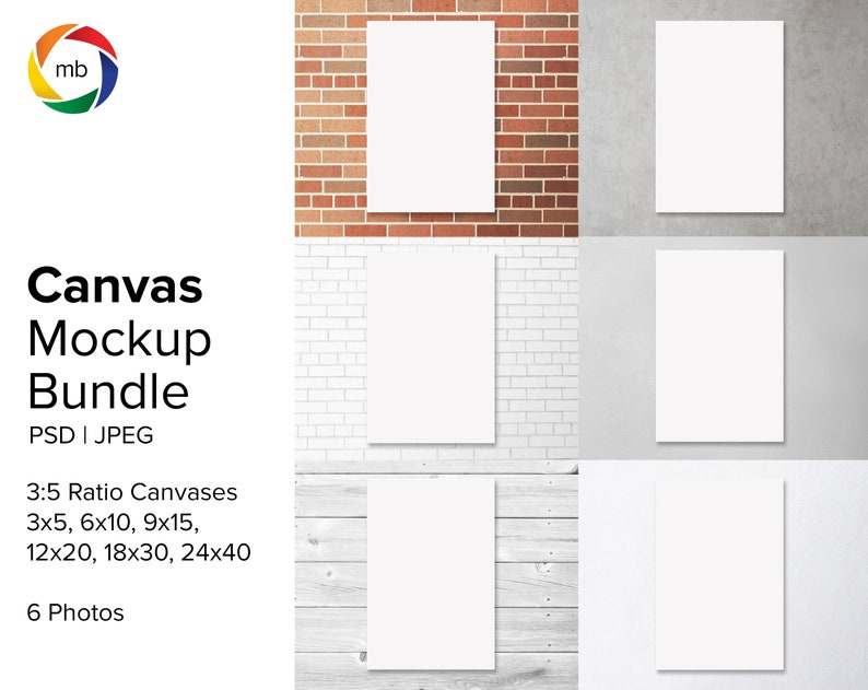 3:5 Ratio CANVAS MOCKUP BUNDLE - Psd Wall Art Mockup for 3x5, 6x10 ...