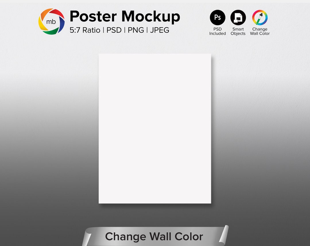 5:7 Ratio Poster Mockup Bundle - Art Print Mockup for 5x7, 10x14, 20x28 ...