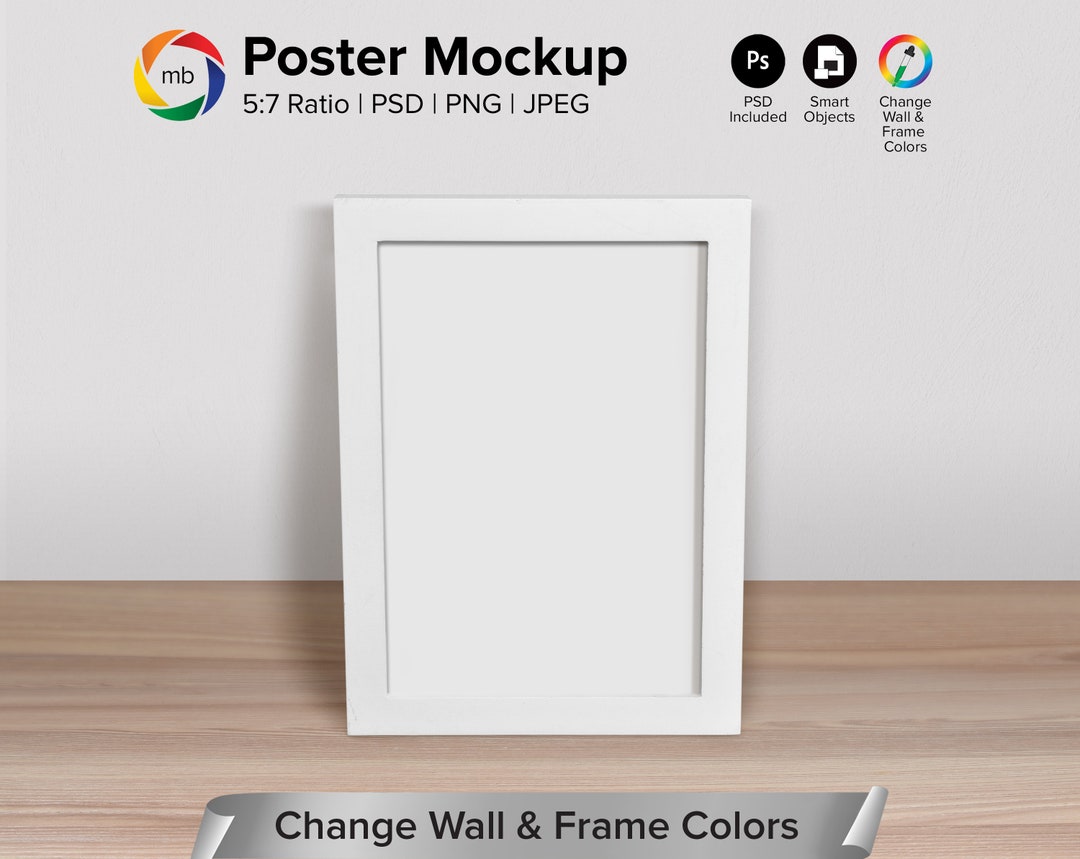 5:7 Ratio Poster Mockup - Art Print Mockup for 5x7, 10x14, 20x28, Wall ...