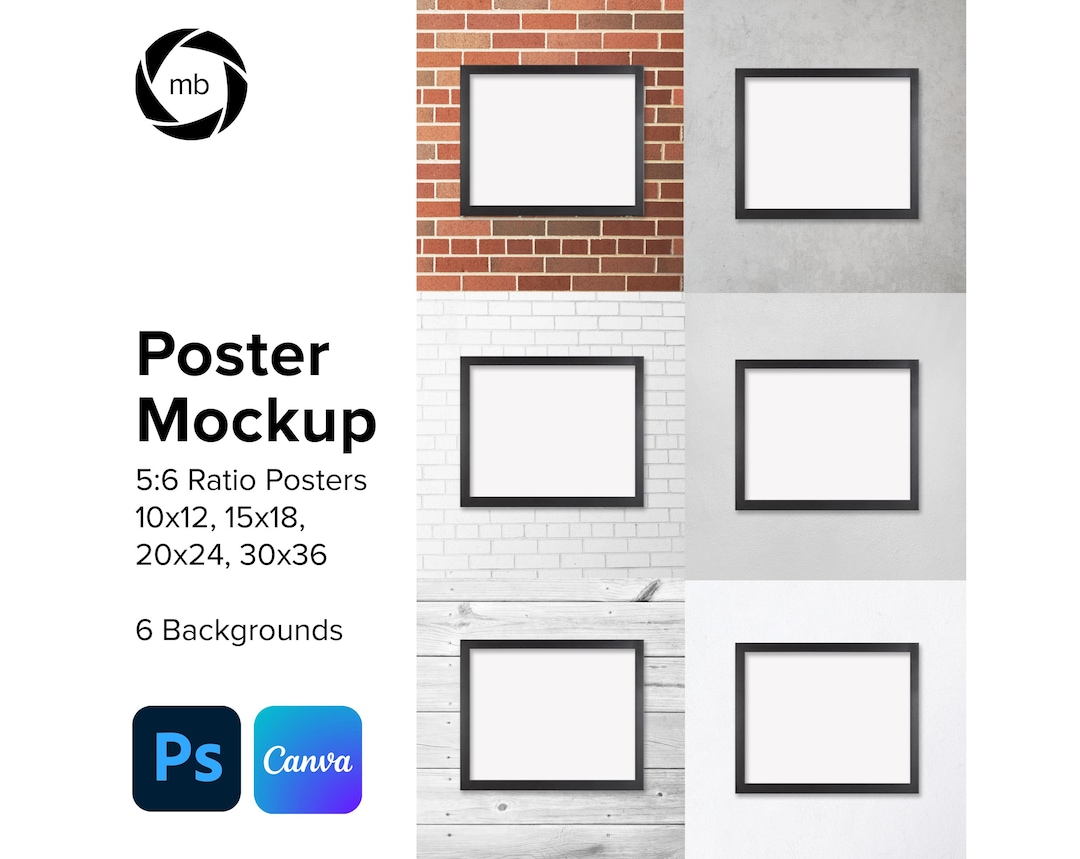 5x6 Ratio Poster Mockup Bundle: Wall Art, Painting (PSD, Jpg & Png) - Etsy