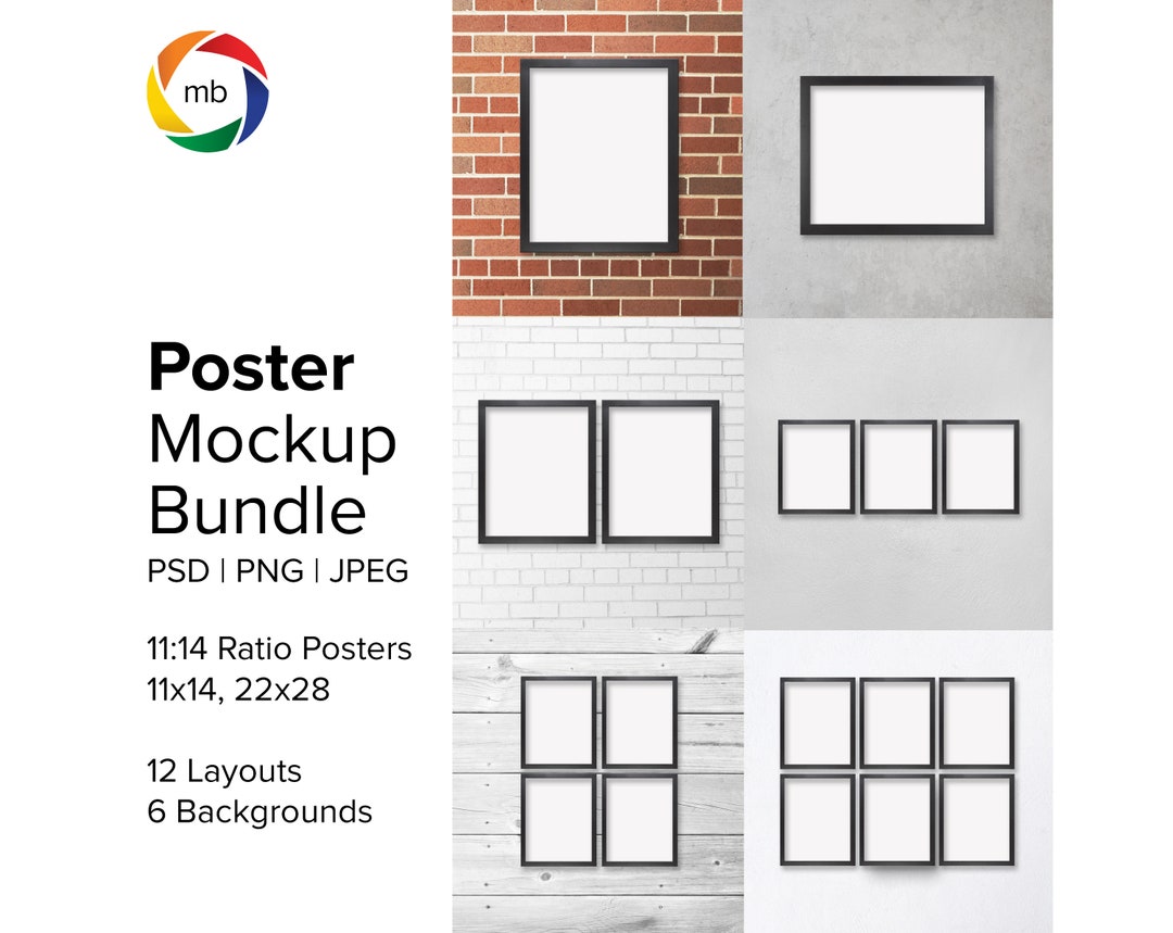 11:14 Ratio Poster Mockup Bundle Art Print Mockup for 11x14 and 22x28 ...