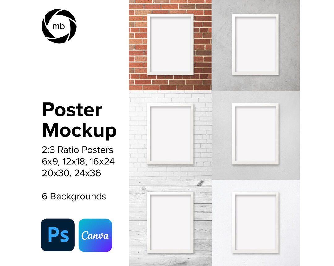 2x3 Ratio Poster Mockup Bundle: Art Print Mockup (jpeg, Png, Psd) - Etsy