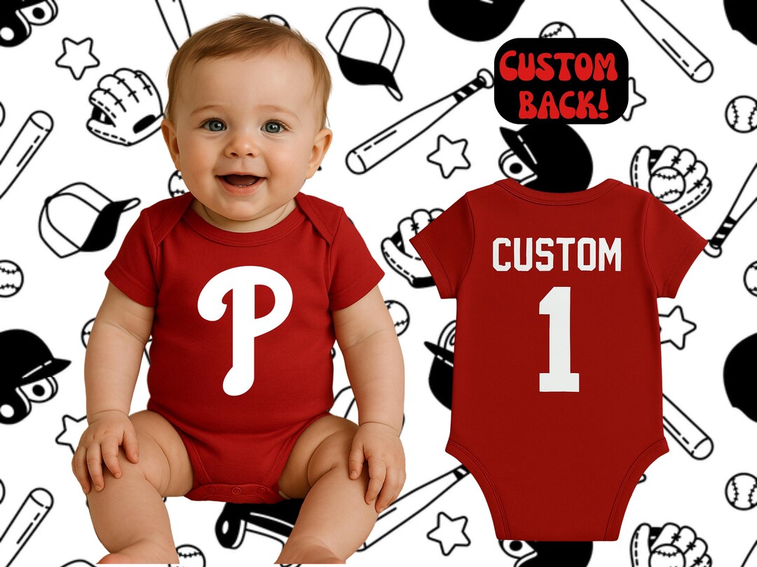 Personalized Philadelphia Phillies Baby Onesie and Gildan Toddler Kids ...