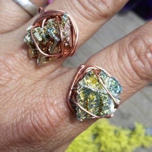 Raw Bismuth Crystal Ring, Pure Copper Bismuth Ring, Rainbow Bismuth ...