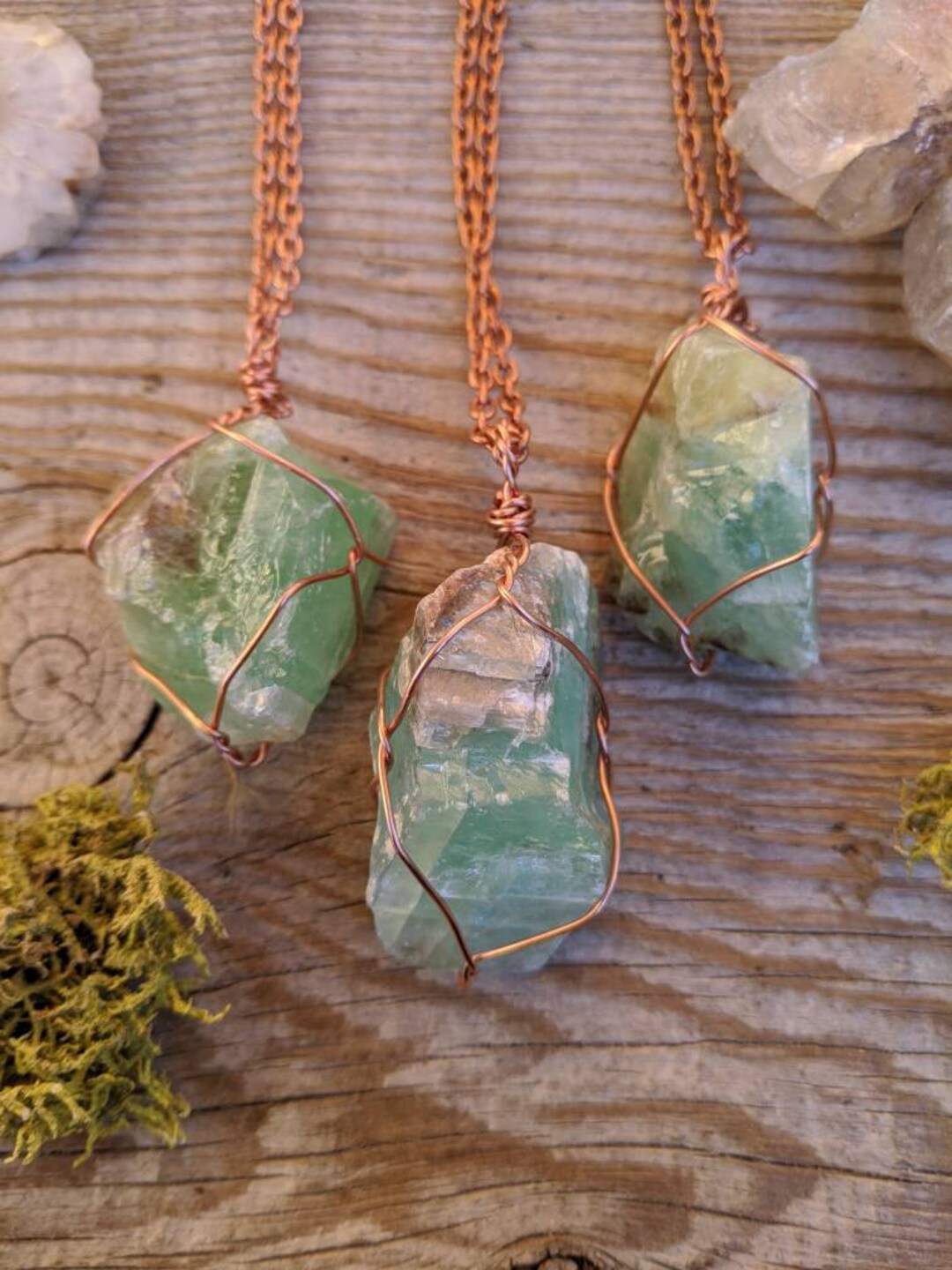 Extra LARGE Gemmy Green Calcite Crystal Pendant, Emerald Calcite ...
