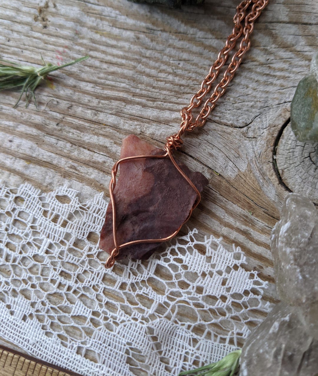 Red Jasper Pendant, Raw Rough All Natural Red Jasper Chunk Pendant ...