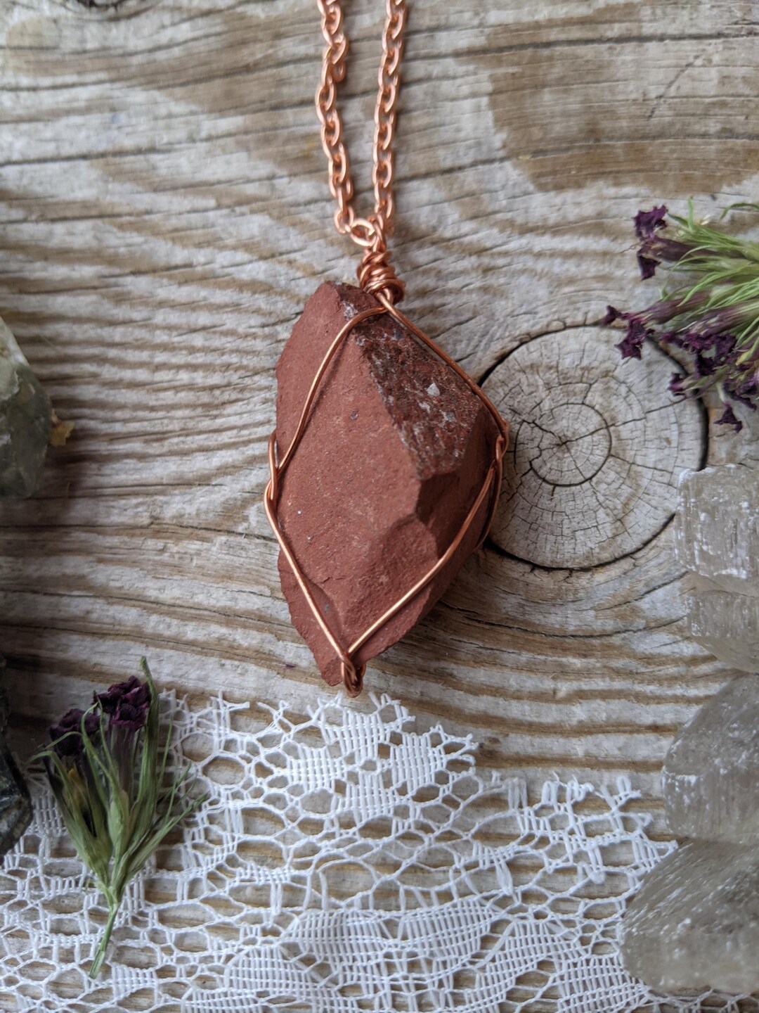 Red Jasper Pendant, Raw Rough All Natural Red Jasper Chunk Pendant ...