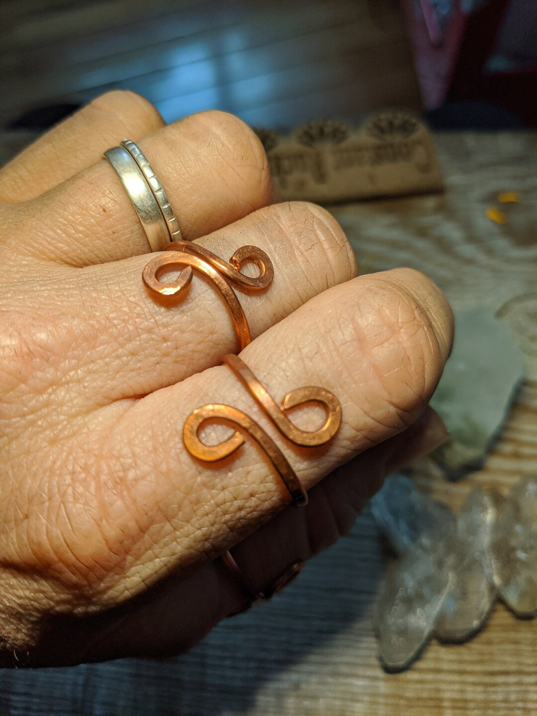 Solid Copper Swirl Ring, Adjustable Solid Copper Ring, Raw Copper Swirl ...