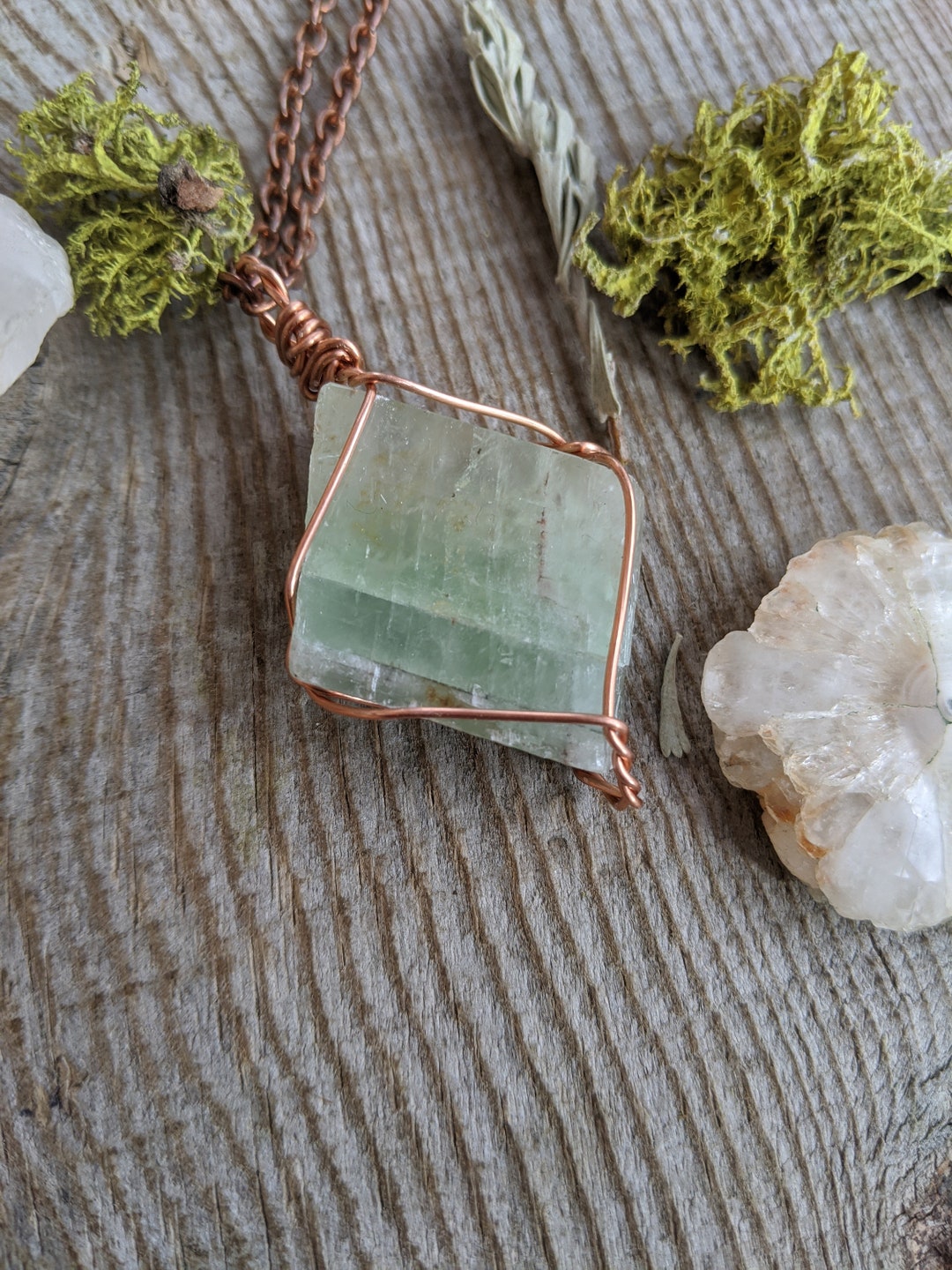 Perfect Green Calcite Rhombohedron, Rhombohedron Pendant, Emerald Green ...