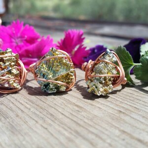 Raw Bismuth Crystal Ring, Pure Copper Bismuth Ring, Rainbow Bismuth ...