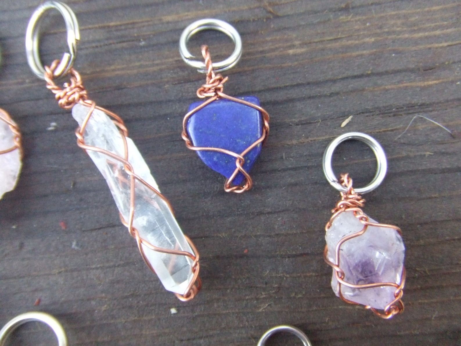 Raw Natural Crystal Key Chains/pet Collar Charms You Choose - Etsy