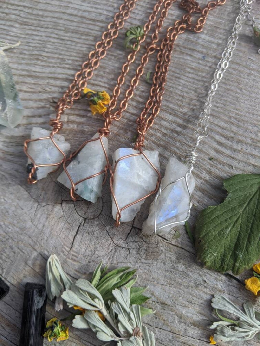 Raw, Rough Small Moonstone Crystal Pendants, Rainbow Moonstone Crystal ...