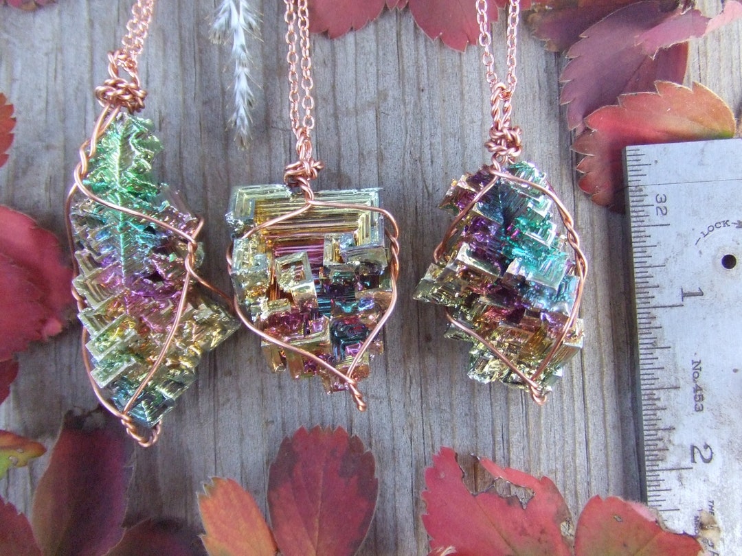 Large Rainbow Bismuth Crystal Wire Wrapped in Pure Copper - Etsy