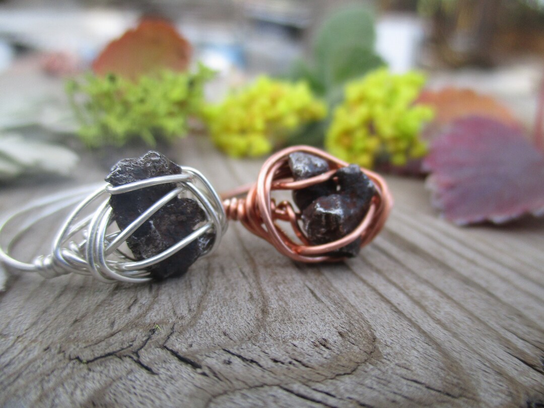 Raw Meteorite Ring, Copper Meteor Ring, Space Ring, Sterling Silver ...