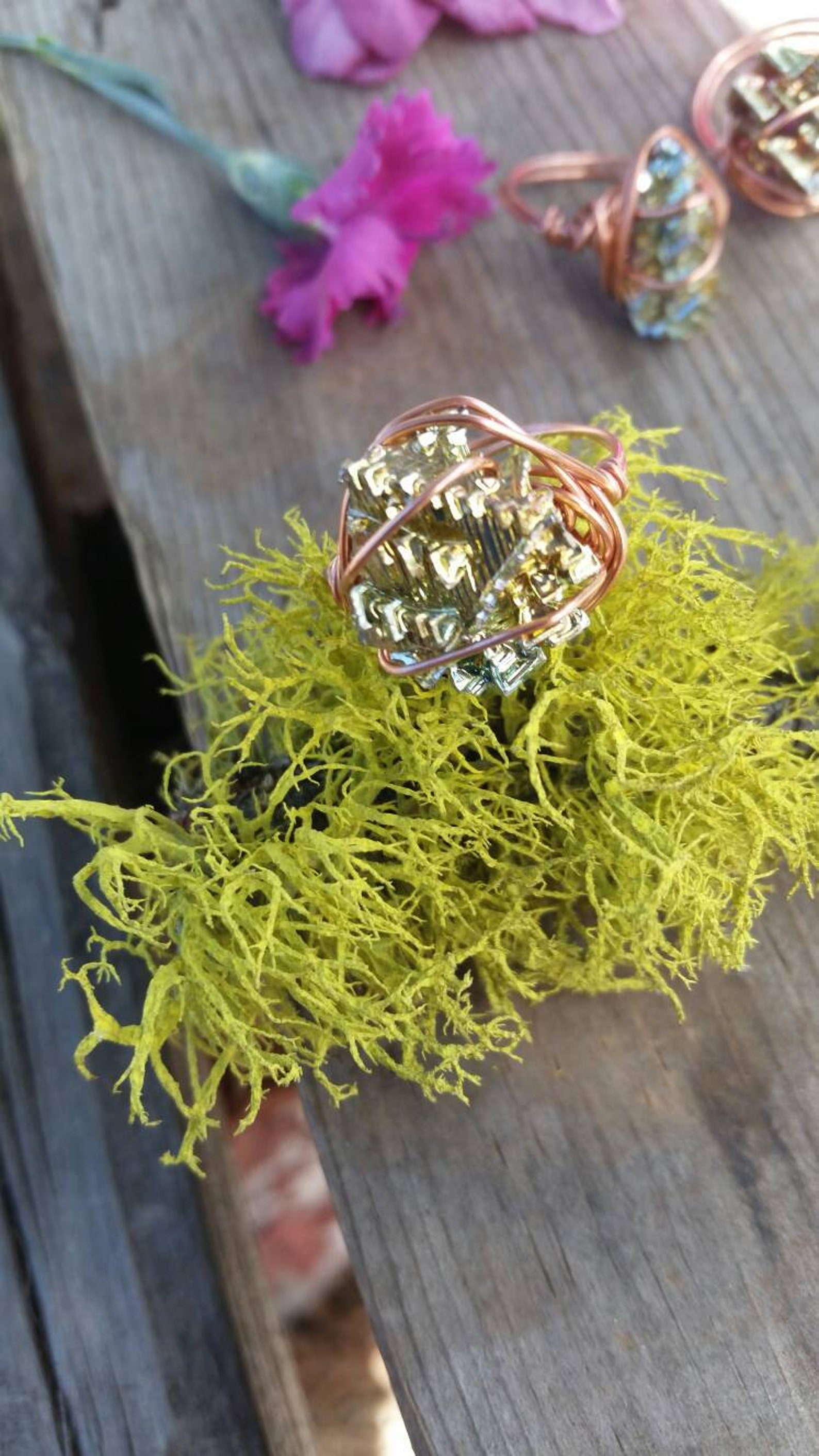 Raw Bismuth Crystal Ring, Pure Copper Bismuth Ring, Rainbow Bismuth ...