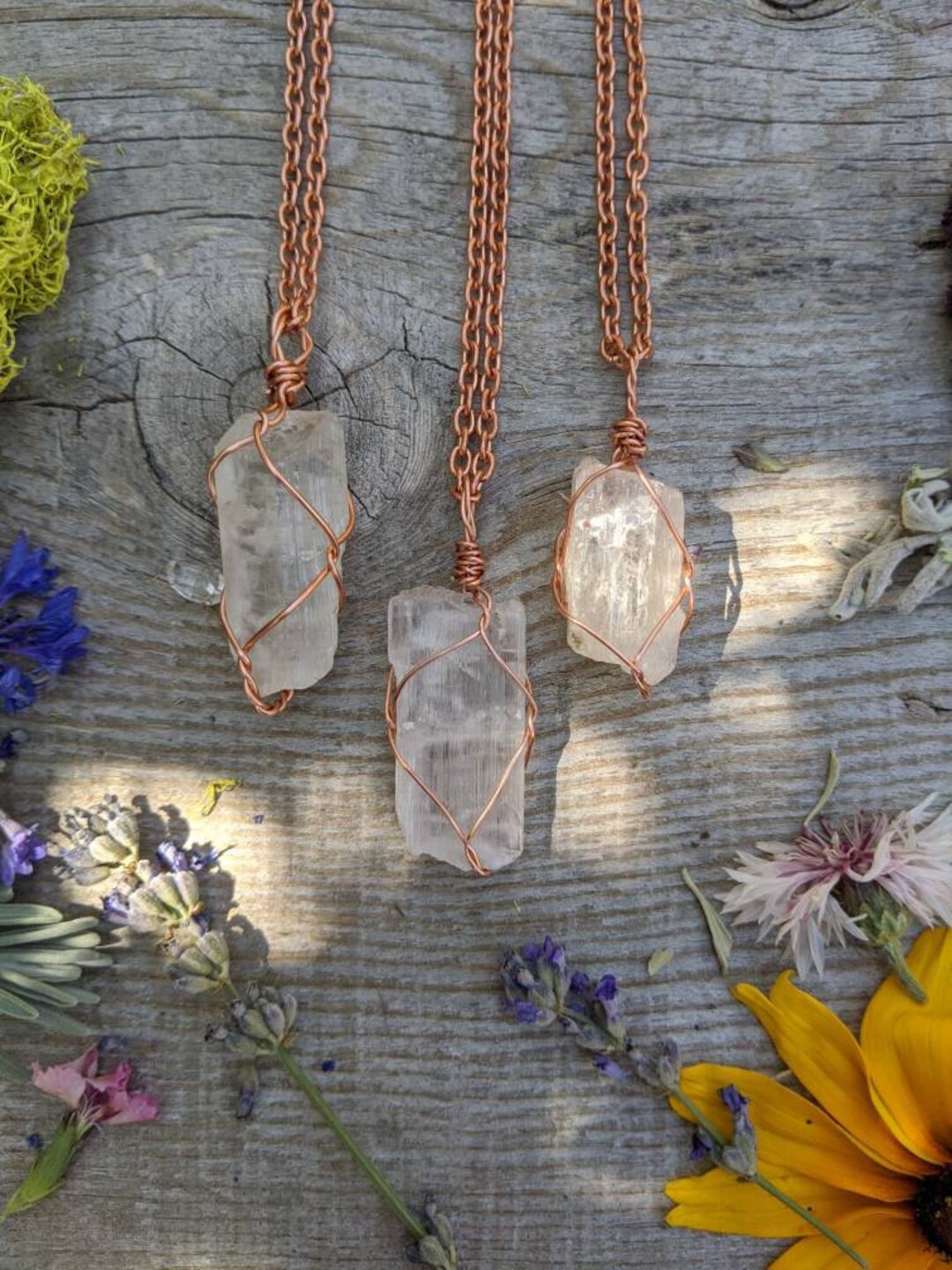 Natural Raw Rough Kunzite Crystal Pendant, White Kunzite Crystal ...