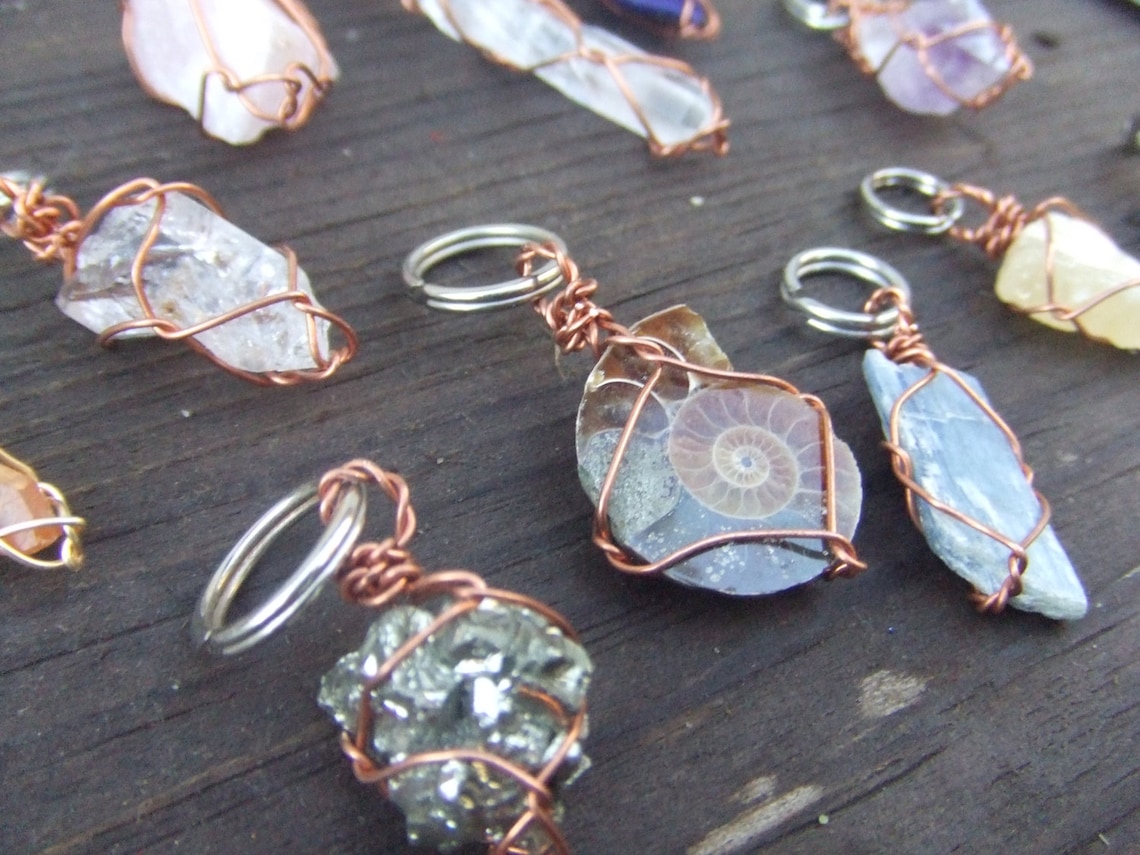 Raw Natural Crystal Key Chains/pet Collar Charms You Choose - Etsy