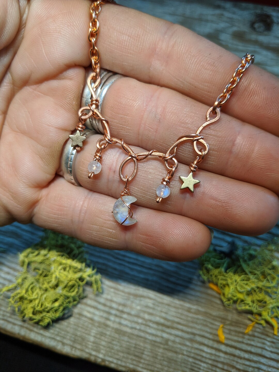 Moonstone Moon Necklace, Crescent Moon Necklac,e Blue Moonstone Crystal ...