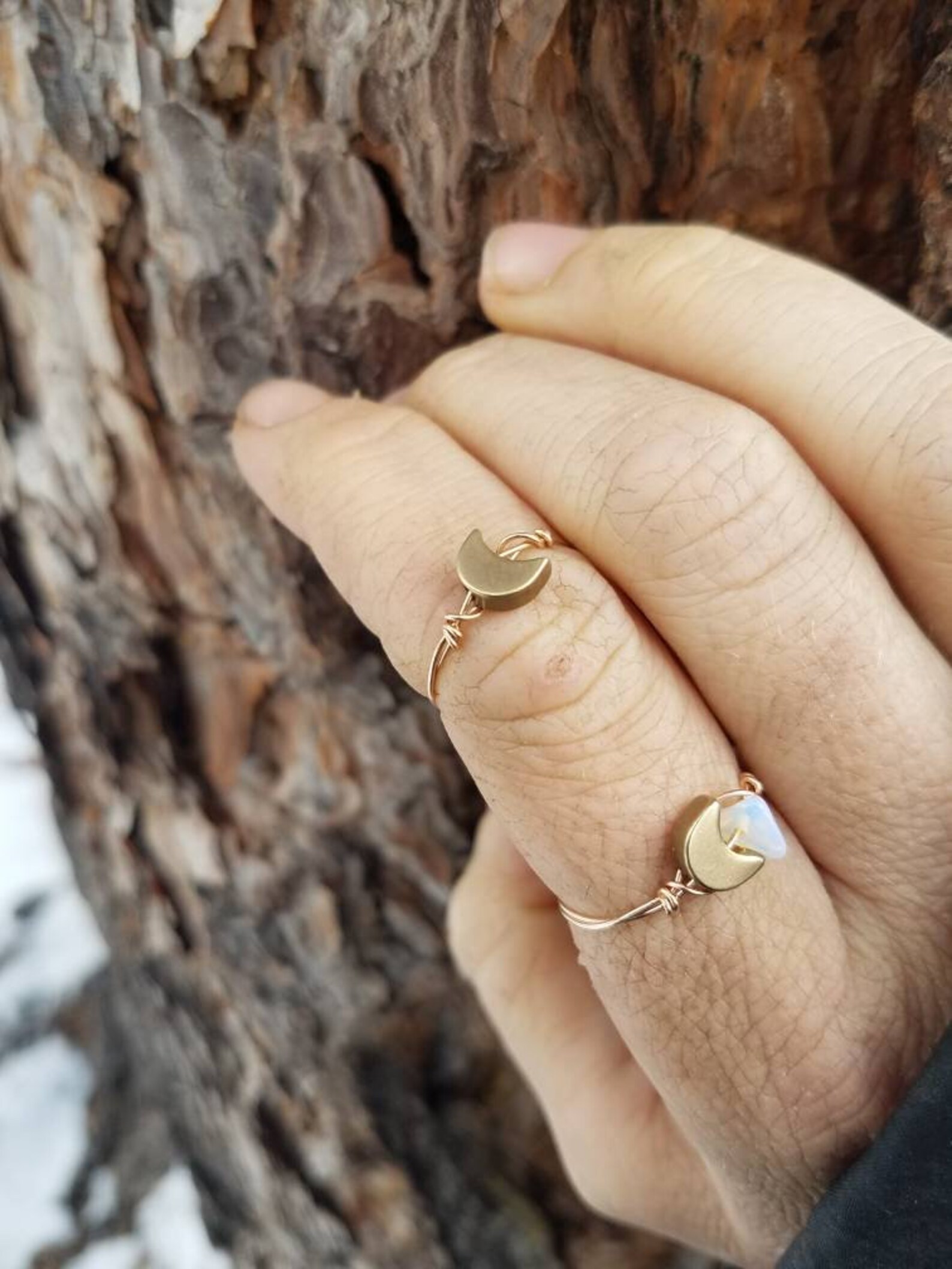 Crescent Moon Ring Bronze Crescent Moon Ring Dainty Crescent - Etsy