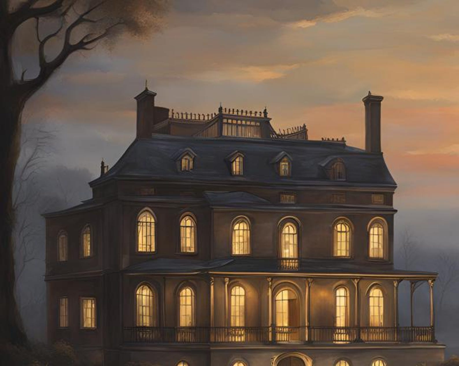 Classical Landscape Art for Halloween Decor With Ghosts - Etsy