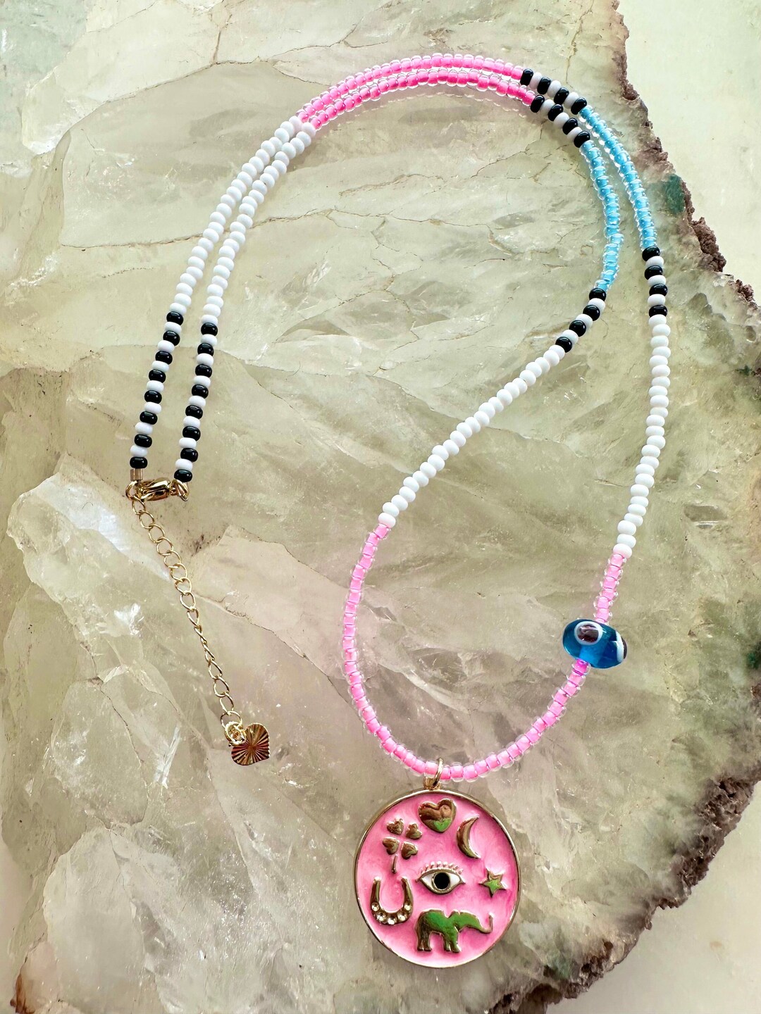 Good Luck Charm Necklace With Evil Eye Anti Envy Protection Colorful ...