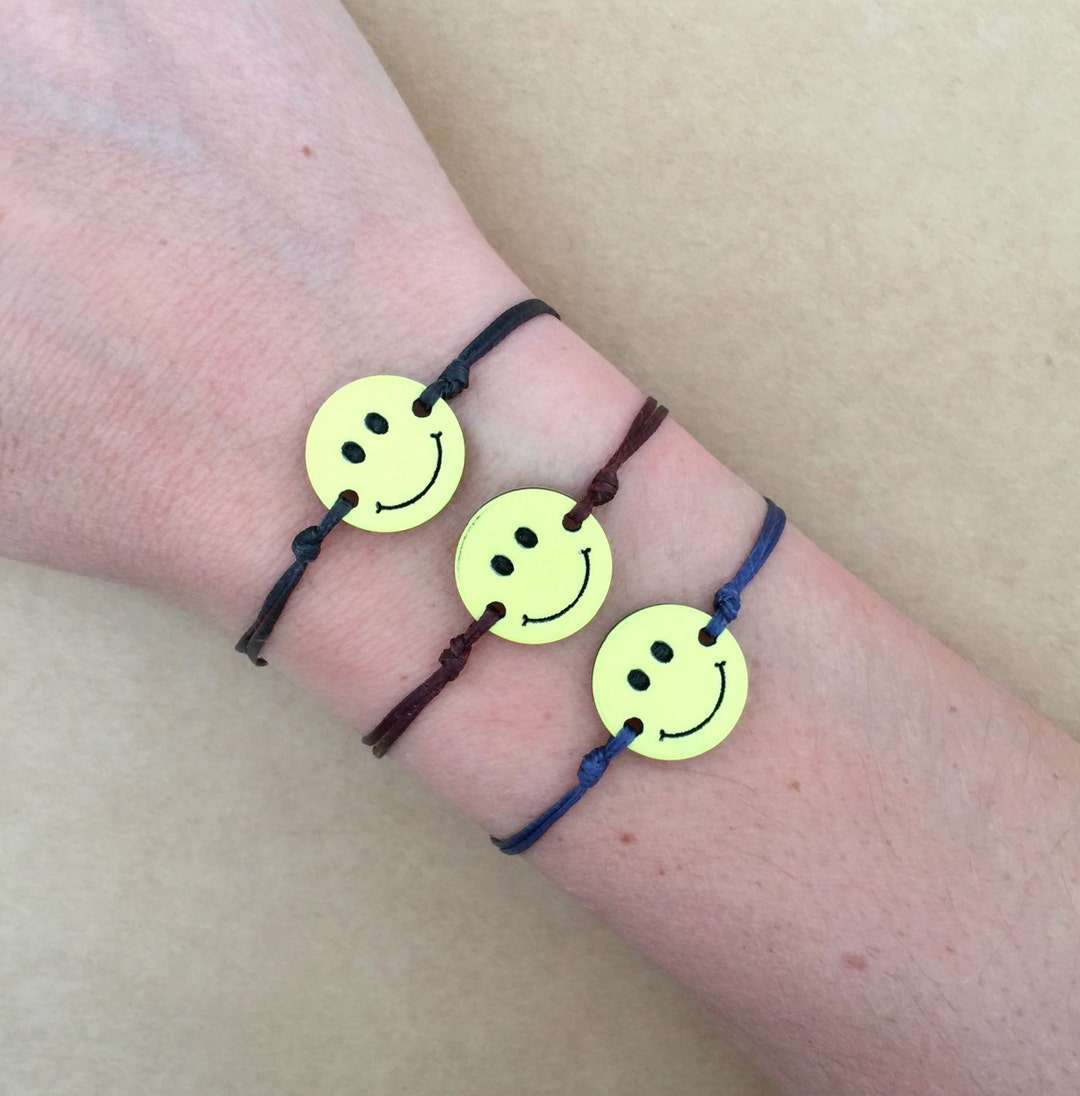 Emoji Emoticon Yellow Smiley Face Friendship Bracelet Adjustable ...