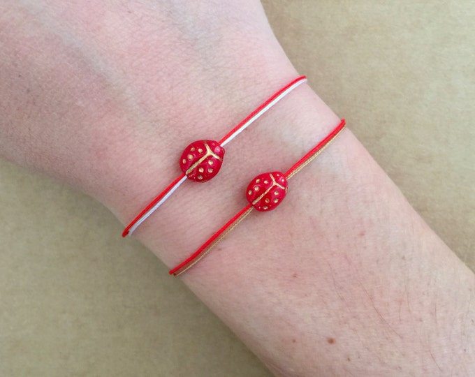 Dainty Lucky Ladybird Ladybug Glass Bead Charm Spring Friendship ...