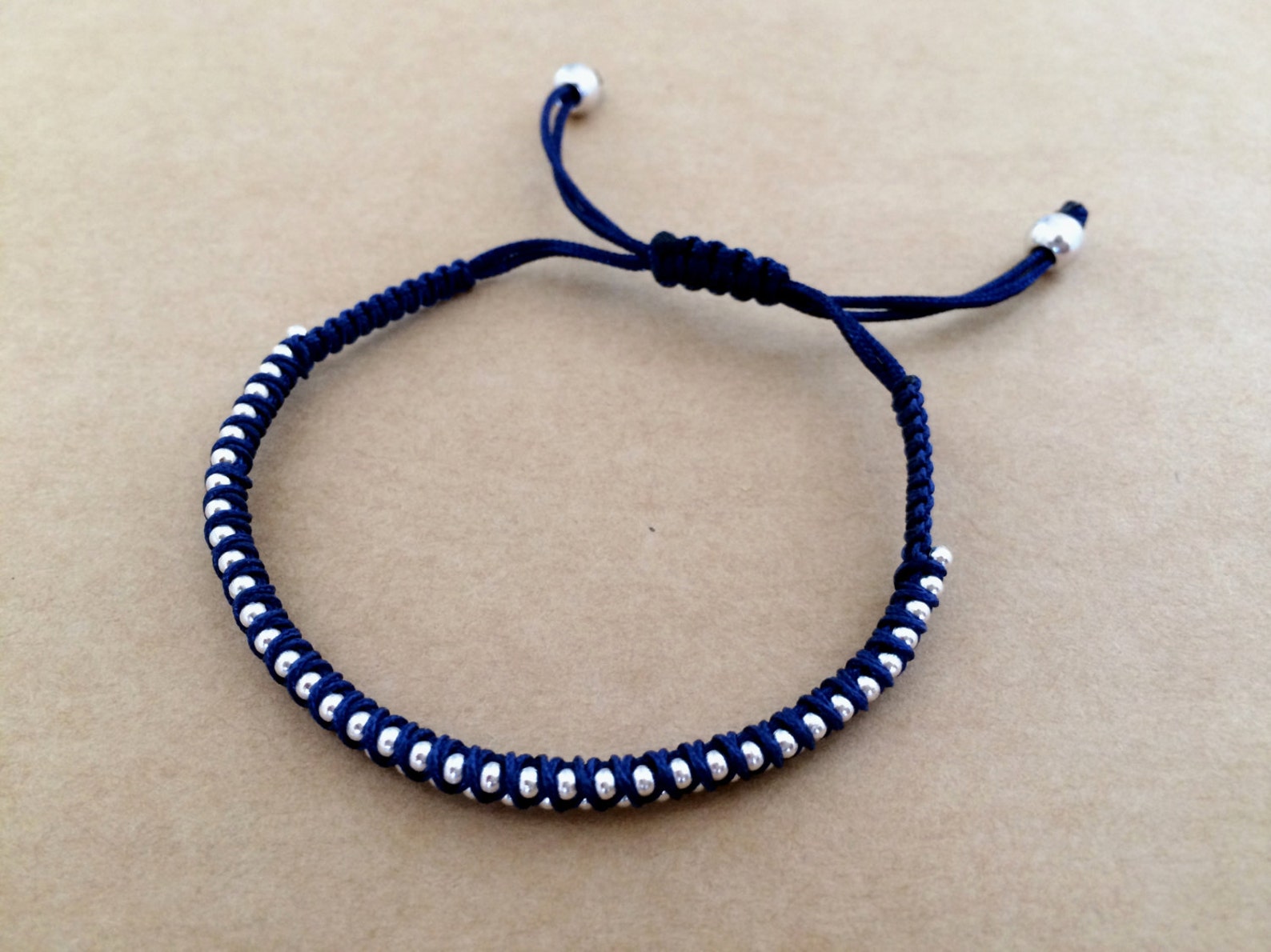Double Ball Chain Friendship Macrame Bracelet Silver or Gold - Etsy