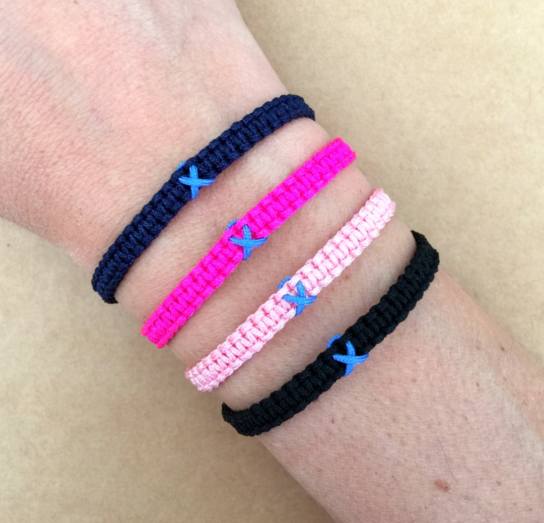 Anti-bullying Awareness Macrame Friendship Bracelet With Blue Ribbon ...