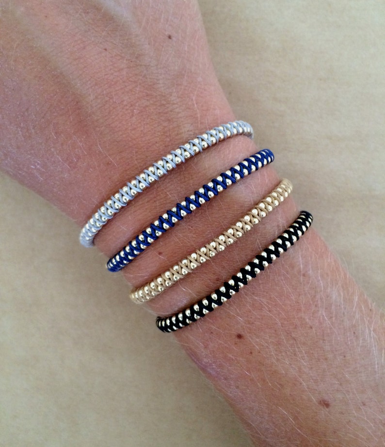 Double Ball Chain Friendship Macrame Bracelet Silver or Gold - Etsy