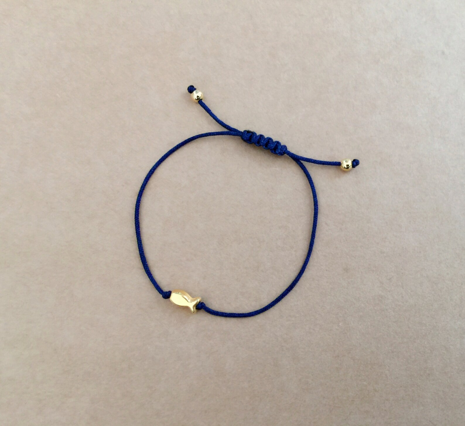 Gold Plated Fish Charm Bead Adjustable Friendship Bracelet - Etsy