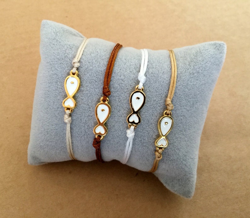 Gold Plated White Fish Charm Friendship Adjustable Bracelet - Etsy