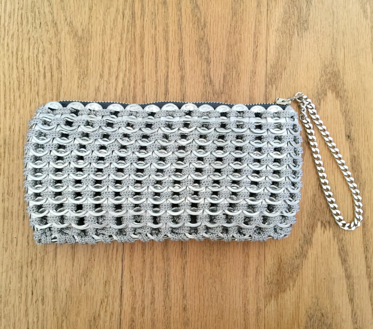 Soda Tab / Pop Tab Handmade Gray Crochet Clutch With Wristlet - Etsy