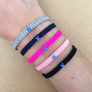 Anti-bullying Awareness Macrame Friendship Bracelet With Blue Ribbon ...