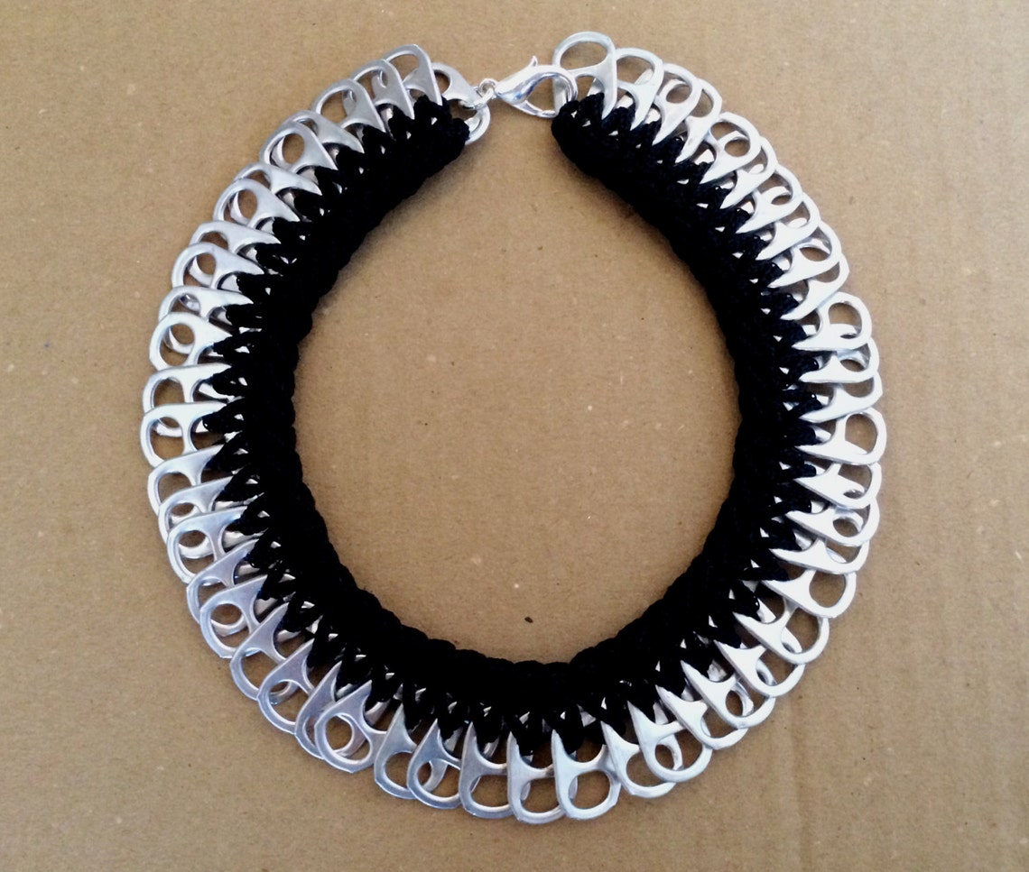 Handmade Black Soda/pop Pull Tab Crochet Recycled Necklace - Etsy